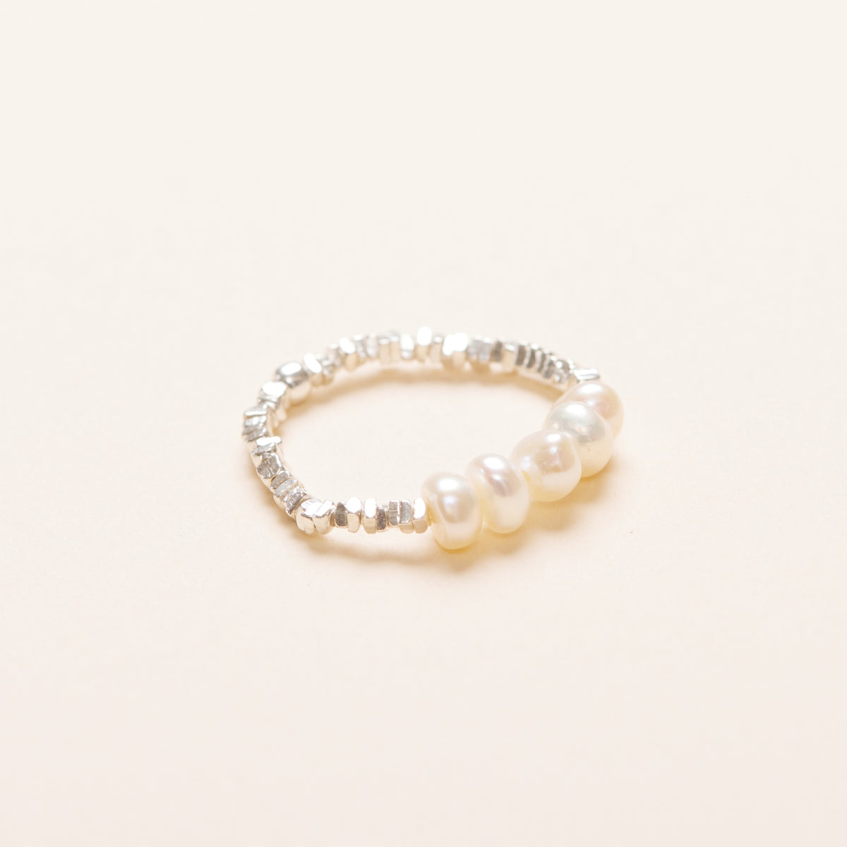 Pearl Silver Beaded Ring [Sterling Silver] – Shapes Studio