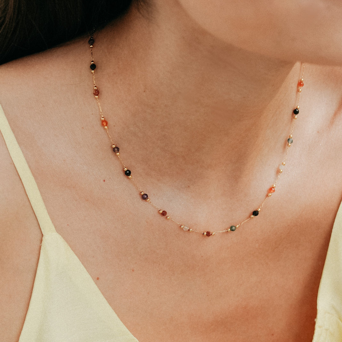 Natural Stone Bobble Necklace – Shapes Studio