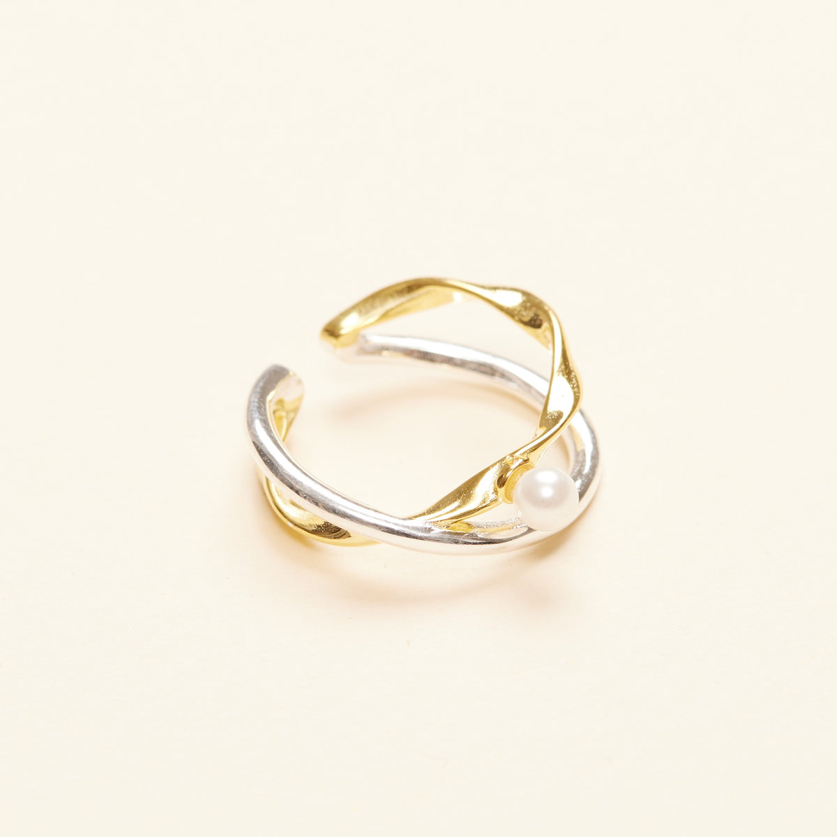 Two Tone Cross Over Ring [Gold Vermeil] – Shapes Studio